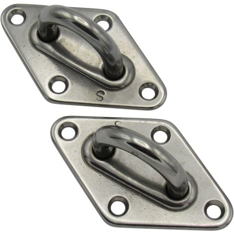 x2 5MM Stainless Steel Diamond Eyeplate - Marine Attachment Deck Eye Plate