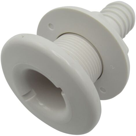 1" White Plastic Drain Socket For Boats - 25MM Screw Marine Chandlery