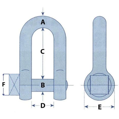 X2 1/4" X 1/4" Screw Pin Square Head Self Colour Dee Shackle - Trawler ...