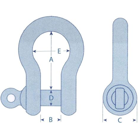 x1 11MM Galvanised Commercial Bow Shackle - Chain Connector Caravan Tether