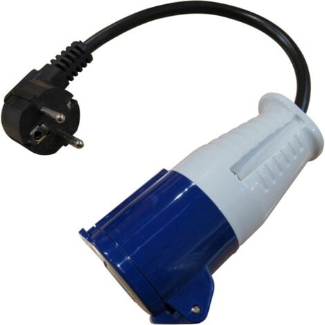 Euro 2 Pin Short Adapter to CEE Female Socket Coupler - Caravan Camp