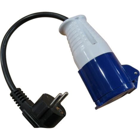 Euro 2 Pin Short Adapter to CEE Female Socket Coupler - Caravan Camp