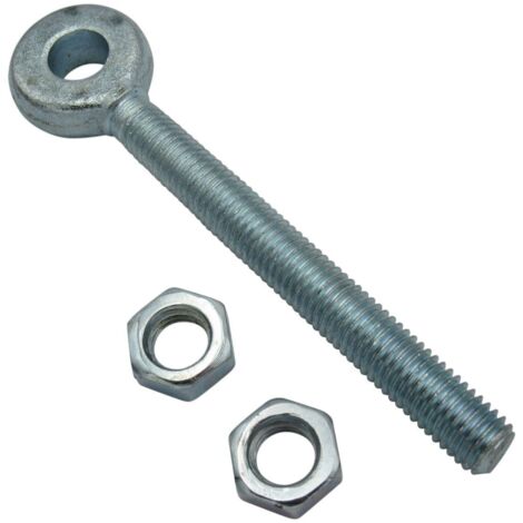 X2 20MM x 150MM Zinc Plated Swing Gate Eye Bolts With 2 Nuts - Bright ...