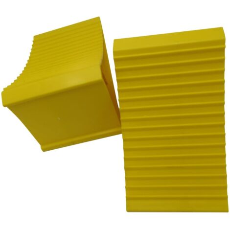 x2 Large Yellow Plastic Wheel Chocks - Caravan Horsebox Trailer Van