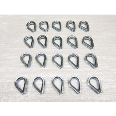 8MM Wire Rope Thimbles x20 - Galvanised Steel Commercial Loop