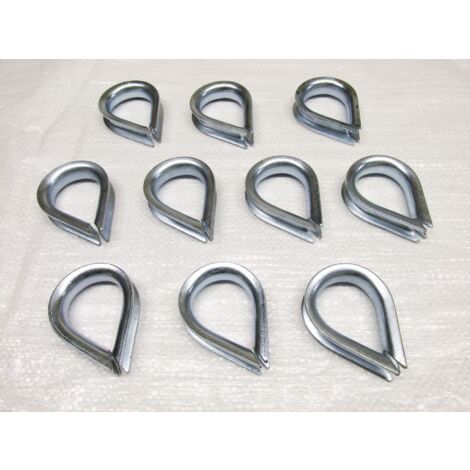12MM Wire Rope Thimbles x10 - Galvanised Steel Commercial Loop