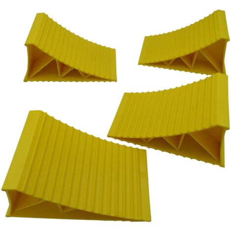 x4 Large Yellow Plastic Wheel Chocks - Caravan Horsebox Trailer Van