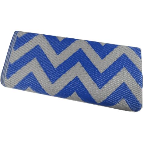 2.4M X 5M Wave Pattern Awning Carpet - Groundsheet Mat Blue Grey Base PP