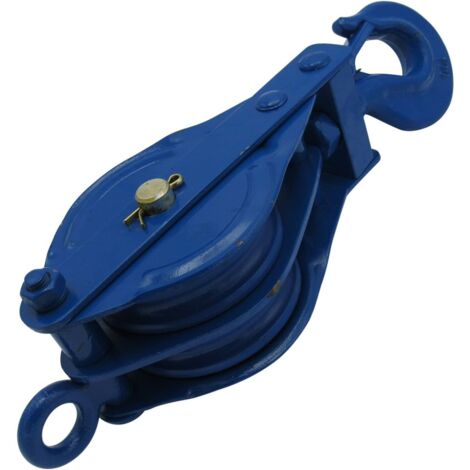 2 Ton 150MM Double Block With Hook Blue Painted - 16MM Pulley Wire Rope ...
