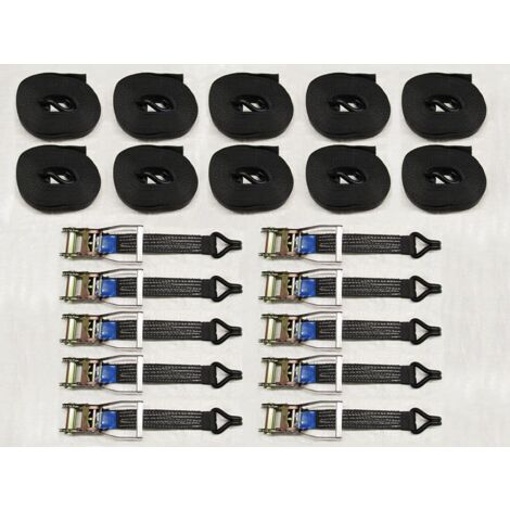 X10 Black 50MM 3M 5 Ton Ratchet Straps - Claw Hook 5000KG Metre Tie ...