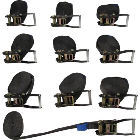 x10 Black 50MM 8M 5 Ton Endless Ratchet Straps - 5000KG Metre Tie Down ...