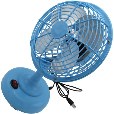Mini USB Desktop Fan Blue (6 Inch Small Desk Table Cooling)