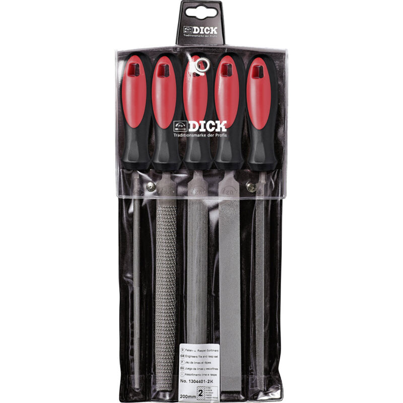 F. DICK Feilen-/Raspel-Satz 5-teilig 200 mm 2-K Griff Werkzeug für Holz ...