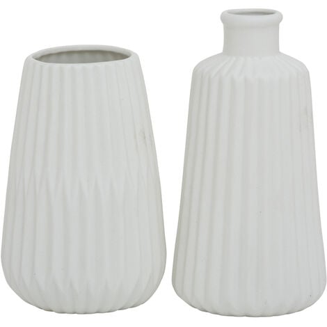 Boltze Vasen Set Esko 2-teilig wei¤ matt, Blumenvasen aus Keramik, ö ca. 8,5 cm
