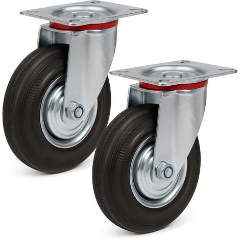 Wiltec Set 2x ruote piroettanti, rivestimento in gomma piena, Rotella ...