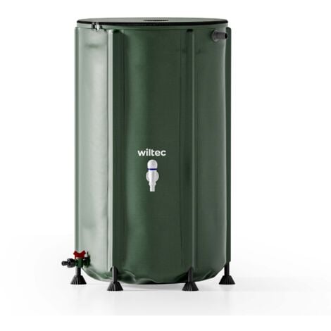 Wiltec Serbatoio acqua piovana pieghevole da 250 l, con coperchio e rubinetto, contenitore ...