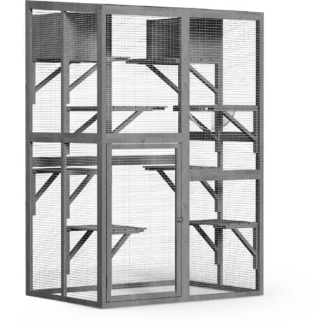 Wiltec Recinto per gatti da esterno 116 x 82 x 175,7 cm, legno, tetto ...