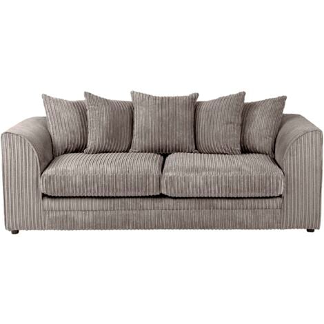 Dylan Jumbo Cord Fabric 3 Seater Sofa in Grey