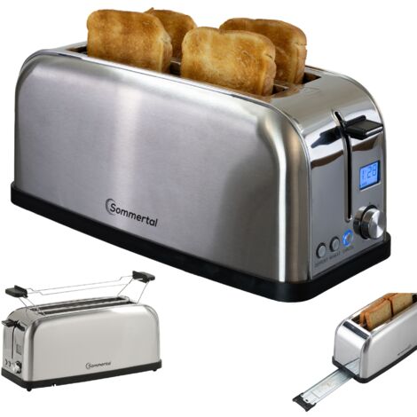 Sommertal Toaster ST1500 XXL, 4 Scheiben mit Brötchenaufsatz, Display ...