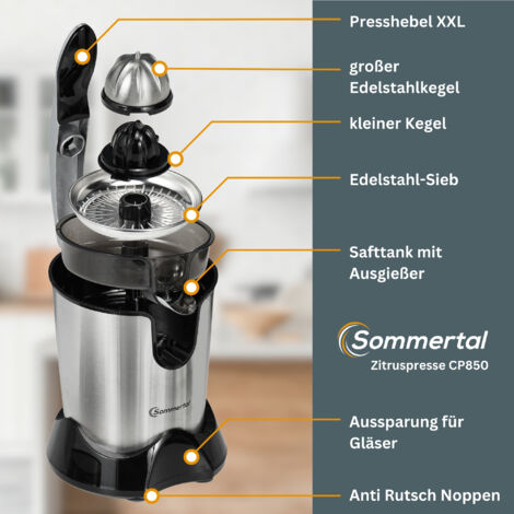 Sommertal Zitruspresse CP850 elektrische Saftpresse inkl. 2 Presskegel ...