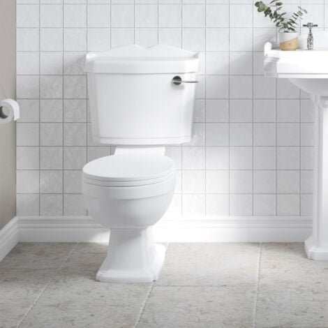 Traditional Close Coupled Pan Cistern & Soft Close Seat - Chrome Lever ...