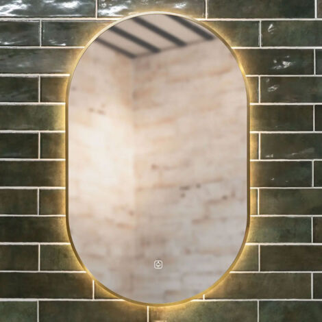 Brass Frame 800mm x 500mm LED Mirror with Colour Change