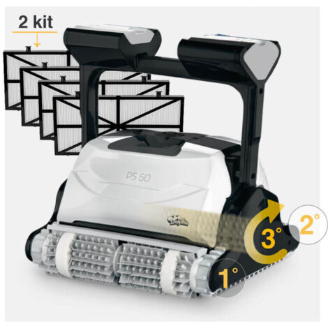 Robot pulitore Dolphin PS50 con spazzole combinate Robot, carrello e copertura di protezione