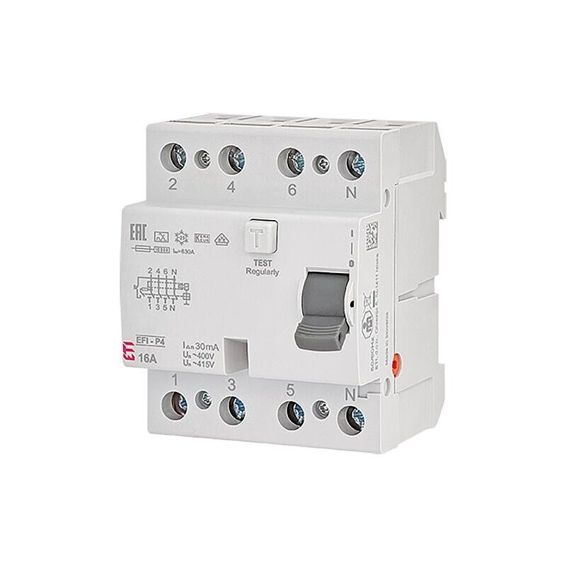 ETI Disjoncteur FI EFI-P4 NL, 4 pôles, 63A, 0,03A, type A, non retardé