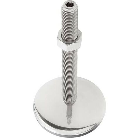 PIED RÉGLABLE AVEC SIX PANS CREUX M16X100, FORME C ACIER, D80