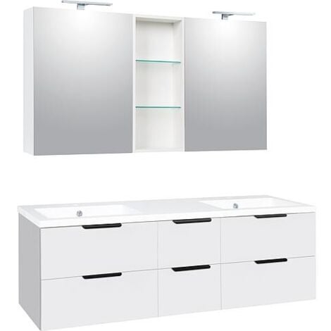 Ensemble meubles de salle de bain LOSSA avec Armoire à glace LED blanc ...