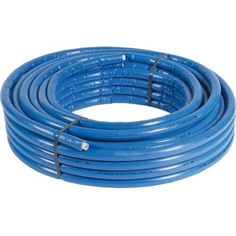 Tube multicouche métal rouleau 20x2mm avec isolation bleu 6mm, UE 50m
