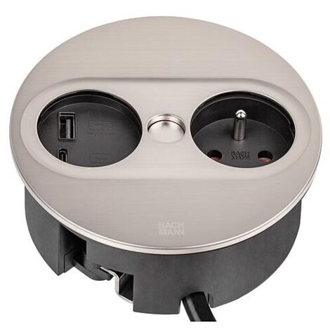 Bachmann TWIST 2 prise de table, 1x UTE, 1xUSB-A/-C Charger, acier ...