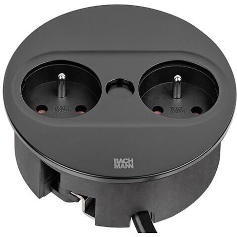 Bachmann TWIST 2 prise de table, 2x UTE, noir mat, ronde, France