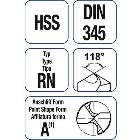 HSS Foret helicoidale court DIN 345 RN 15,5 avec cone Morse 1 piece ...