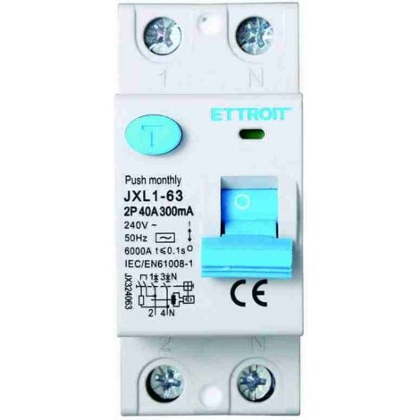 ETTROIT MAGNETOTERMICO DIFFERENZIALE PURO SALVAVITA BARRA DIN 2P 240V 300mA 6KA 63
