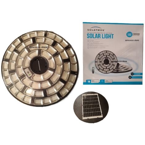 LAMPIONE SOLARE LED UFO 5000W FARO LUCE SENSORE CREPUSCOLARE E MOVIMENTO IP66 LM