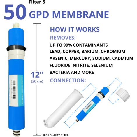 Membrane osmose inverse 50 GPD avec 4 filtres haute performance Nt02 ...