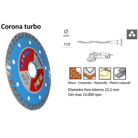 KRINO SET DISCO DIAMANTATO TAGLIO FLEX CEMENTO PIASTRELLE PIETRA MARMO 115 mm