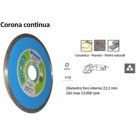KRINO SET DISCO DIAMANTATO TAGLIO FLEX CEMENTO PIASTRELLE PIETRA MARMO 115 mm
