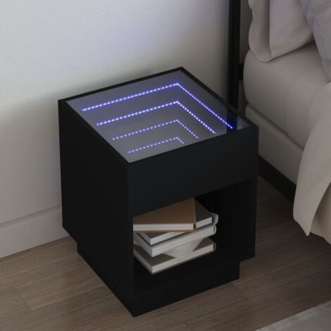 Comodino con LED Infinity Nero 40x40x50 cm