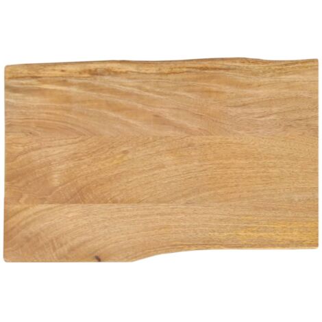 Piano Tavolo 70x40x2,5 cm Bordi Vivi in Legno Massello di Mango