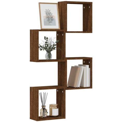 Mensole a Cubo 4 pz Rovere Marrone 30x15x30 cm
