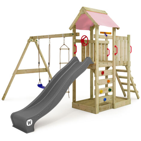 Wickey Wooden climbing frame MultiFlyer with swing set and slide ...