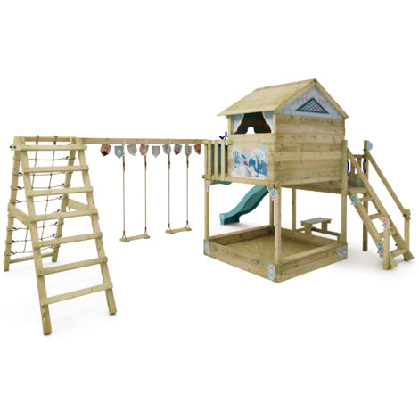 Wickey Wooden climbing frame Disney Quest with swing set and slide ...
