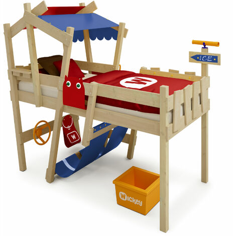 Wickey Kid's bed, loft bed Crazy Hutty canvas cover single bed 90 x 200 ...