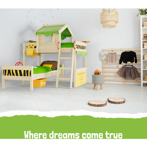 Wickey Kid's bed, bunk bed Crazy Jungle - canvas cover loft bed 90 x ...
