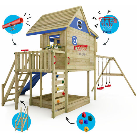 Wickey Wooden Tower Playhouse Smart GreenHouse with swing & slide ...