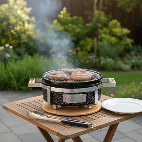 BBQ-Toro Keramik Tischgrill Rund, Ø 29,5 cm, Japanischer Grill mit ...