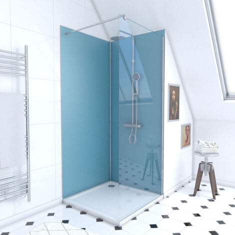 Pack Ducha 90x90 - Paneles Murales Azul/Cromato + Plato + Mampara 6 mm