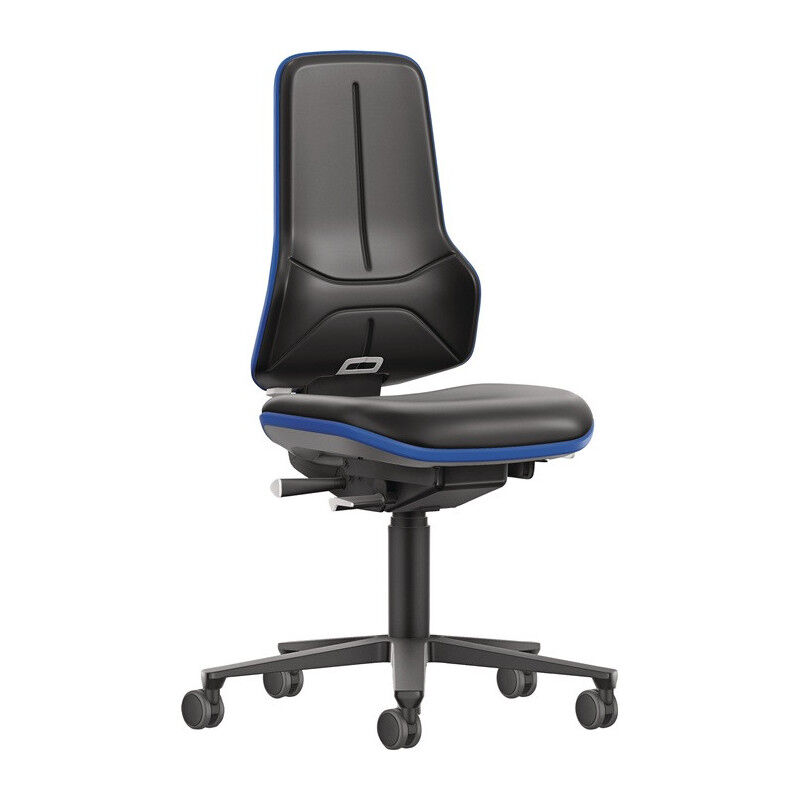 Chaise de travail pivotante Rl. revêtement en cuir artificiel noir bleu ...